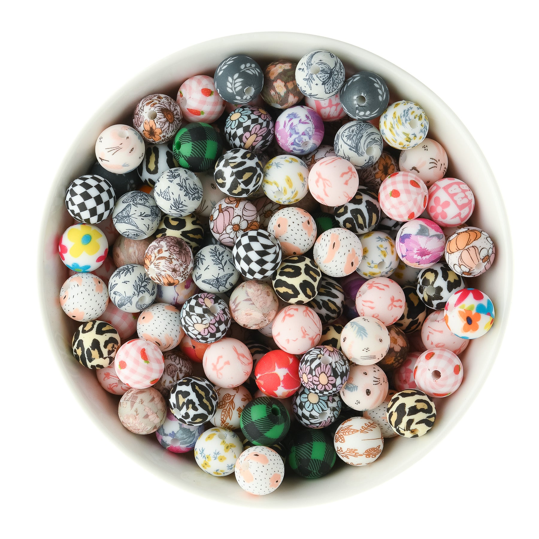 12mm Round Silicone Print Beads | Cara & Co.