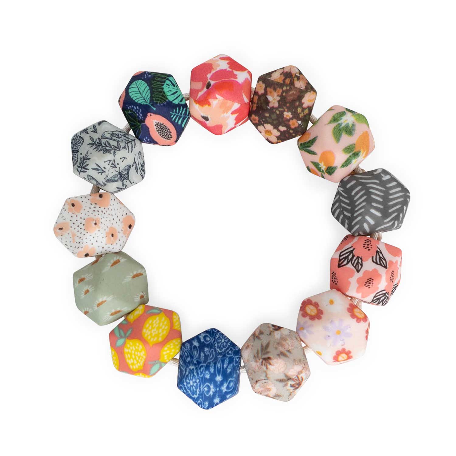 14mm Exclusive Hexagons Silicone Print Beads | Cara & Co.